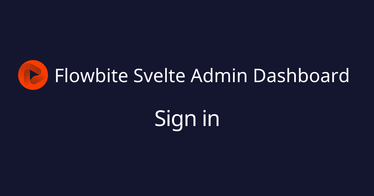 Flowbite Svelte Admin Dashboard - Sign in